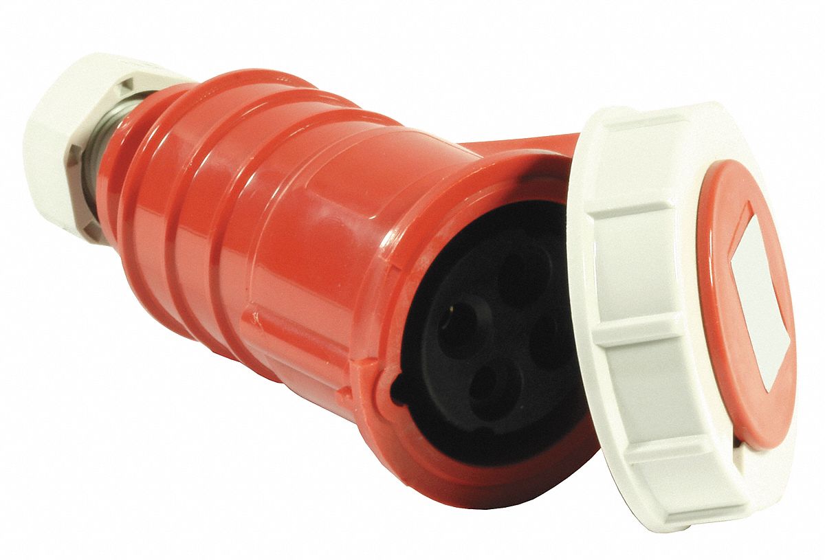 100 Amp, 3-Phase Nylon Watertight Pin and Sleeve Connector, Red - Grainger
