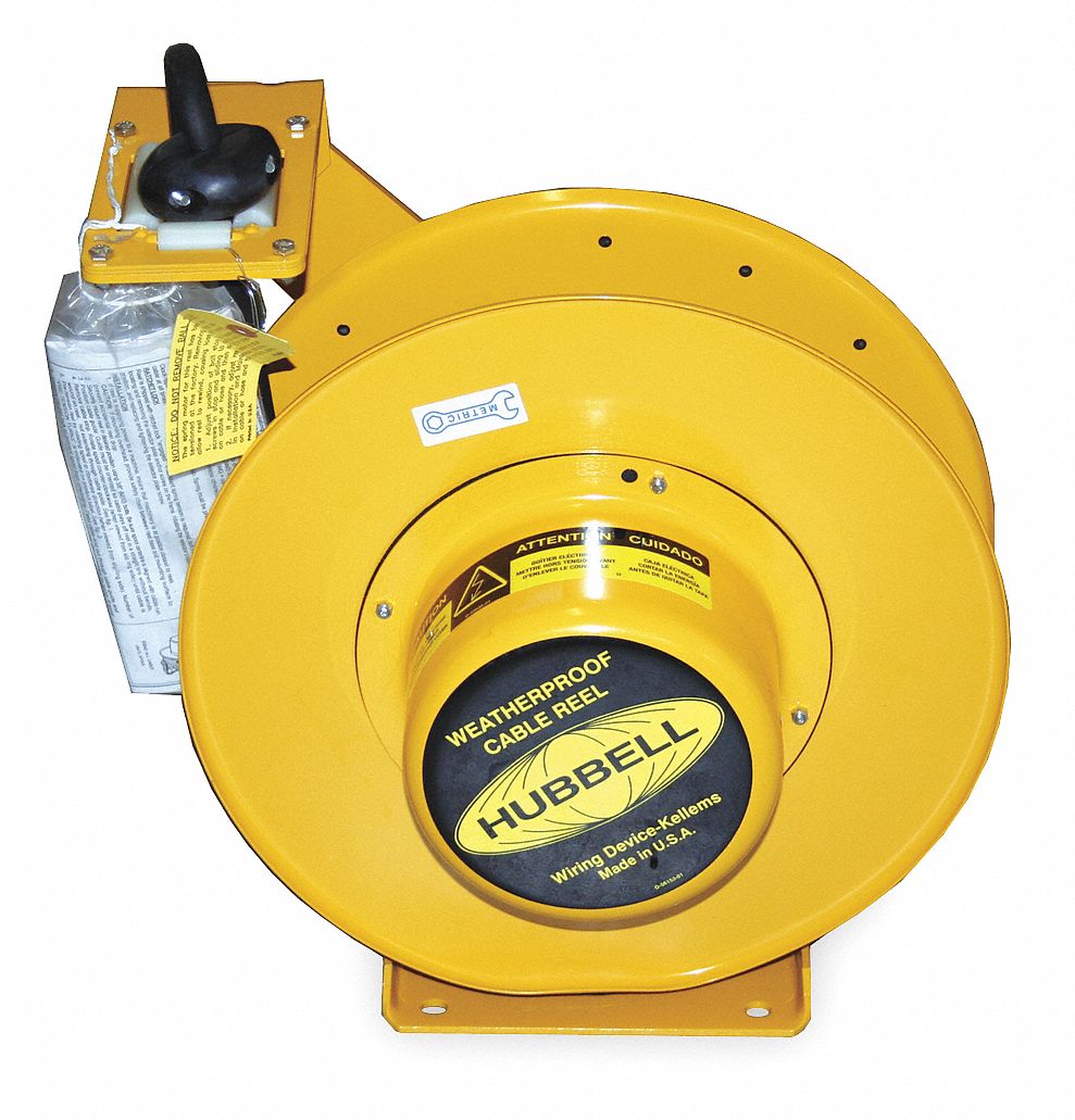 Retractable Cord Reel, 600V AC, Flying Lead, 50 ft, Yellow Reel Color ...