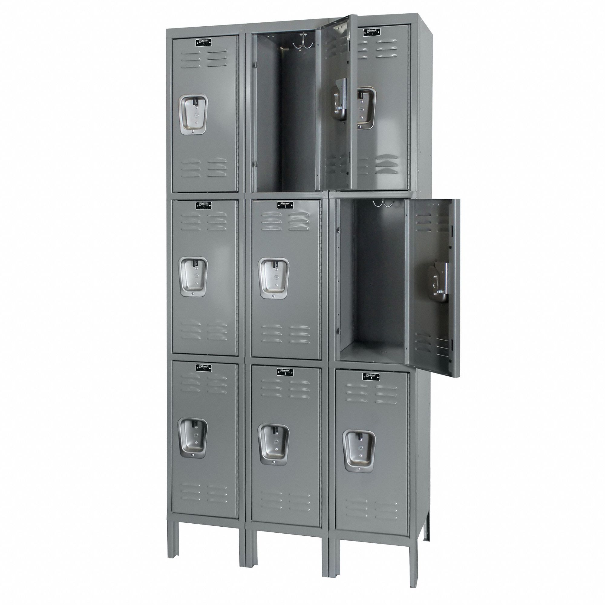 HALLOWELL Wardrobe Locker: 36 in x 12 in x 78 in, Louvered, 3 Tiers, 3 ...