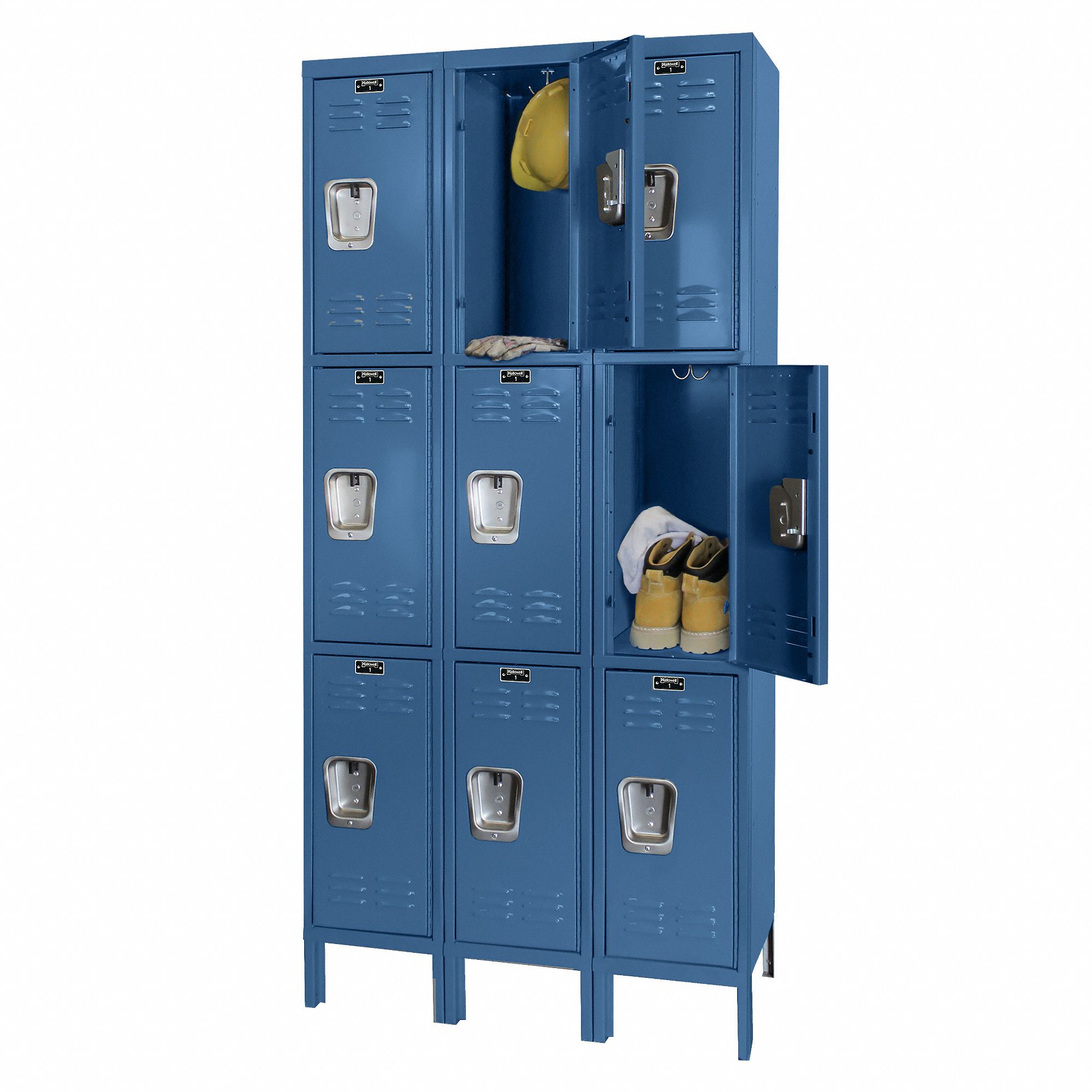 HALLOWELL Wardrobe Locker: 36 in x 15 in x 78 in, Louvered, 3 Tiers, 3 ...