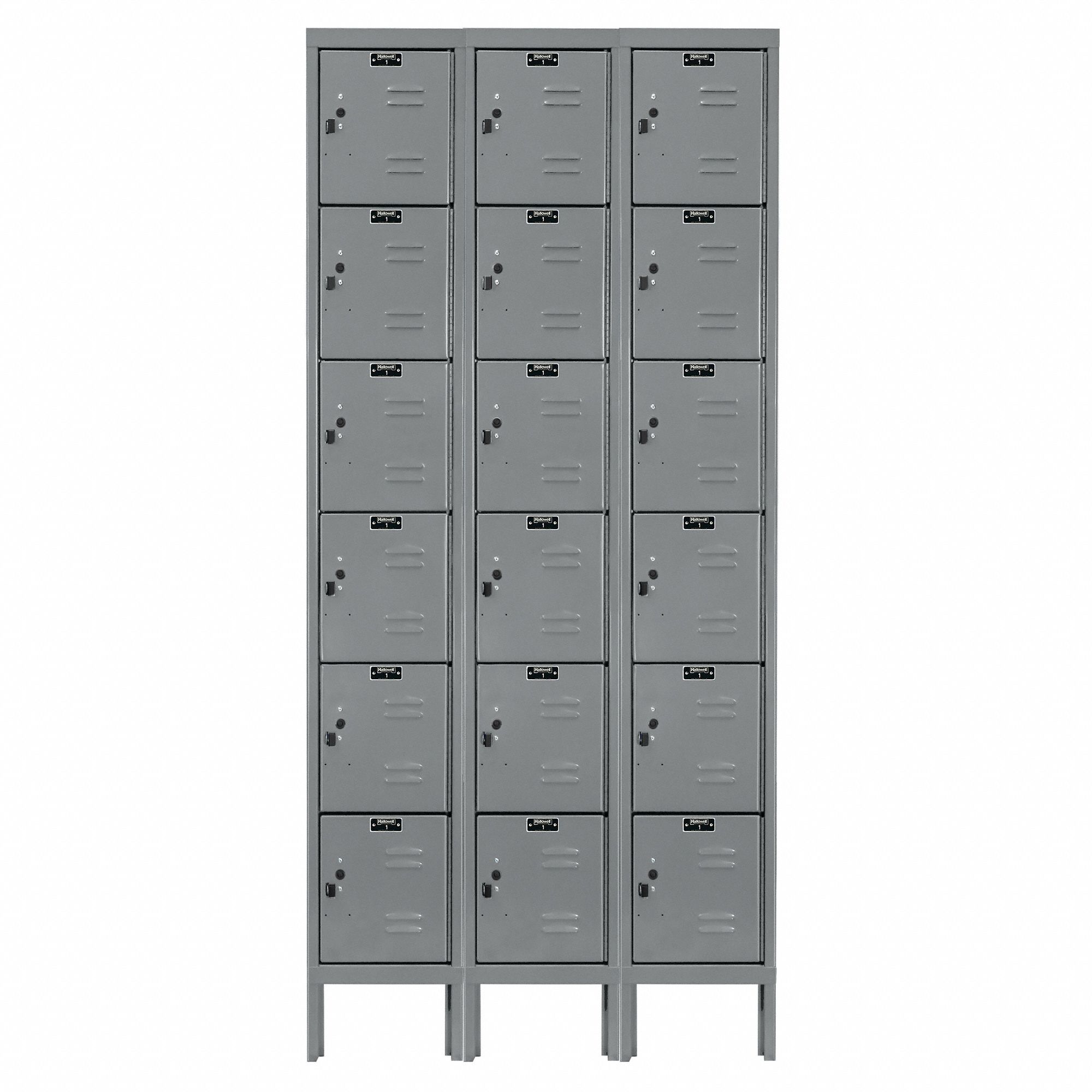 HALLOWELL Box Locker: 36 in x 15 in x 78 in, 6 Tiers, 3 Units Wide ...