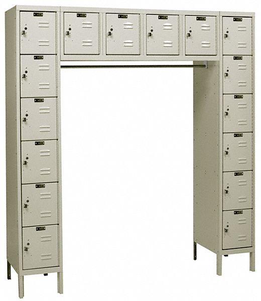 HALLOWELL, 72 in x 18 in x 78 in, 6 Tiers, Box Locker Unit with Coat ...
