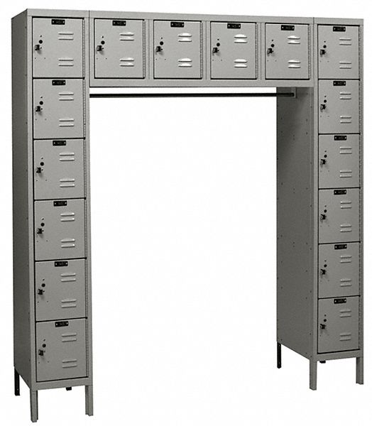 HALLOWELL, 72 in x 18 in x 78 in, 6 Tiers, Box Locker Unit with Coat ...