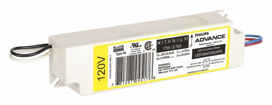 ADVANCE, Class 2, 120V AC, LED Driver - 4HGL6|LED120A0700C24FO - Grainger