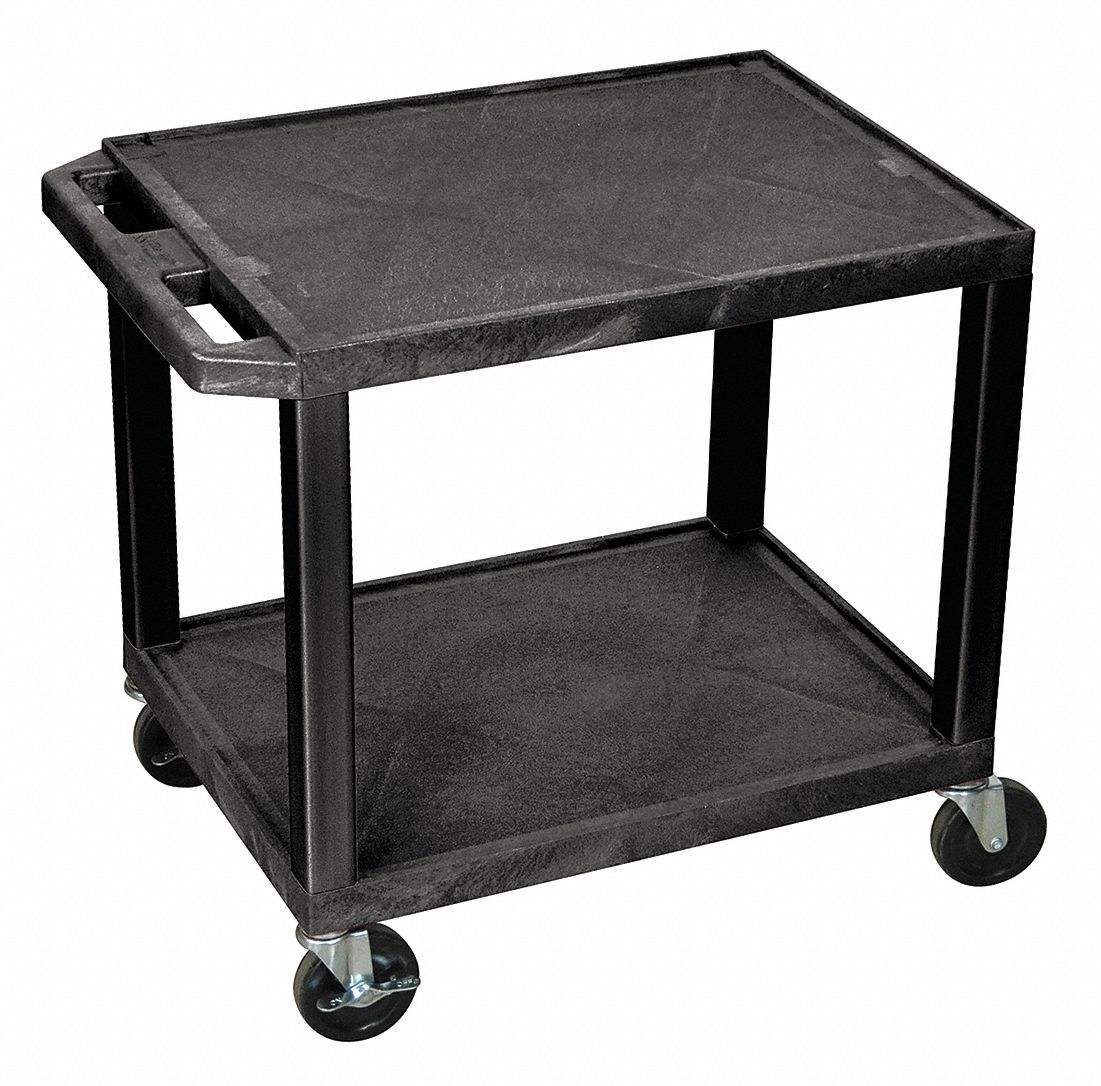 Flat Handle Utility Cart, 200 lb Load Capacity, Number of Shelves 2, 24 ...