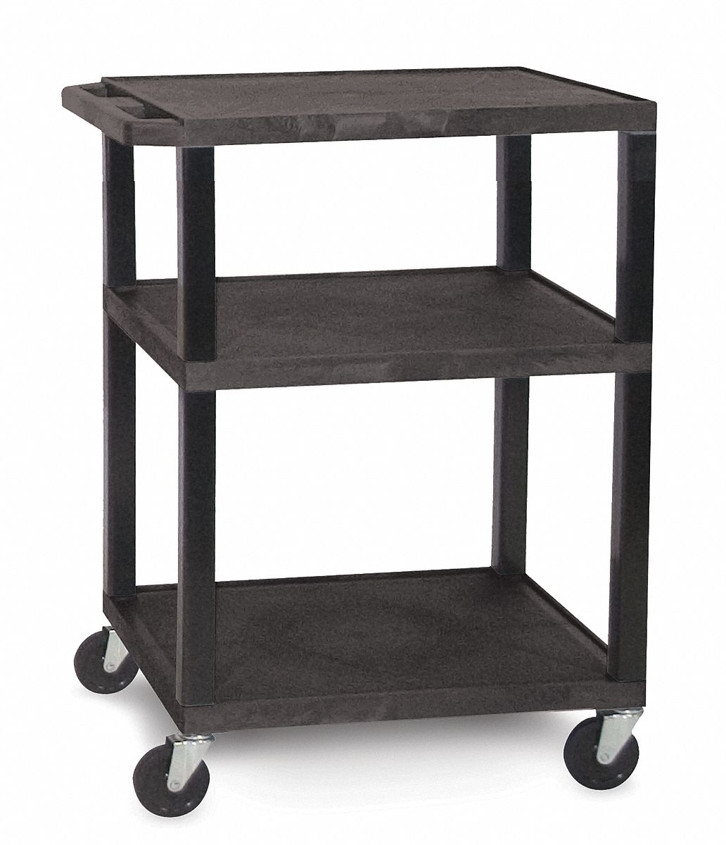 300 lb Load Capacity, 24 in x 18 in, Utility Cart with Lipped Plastic ...