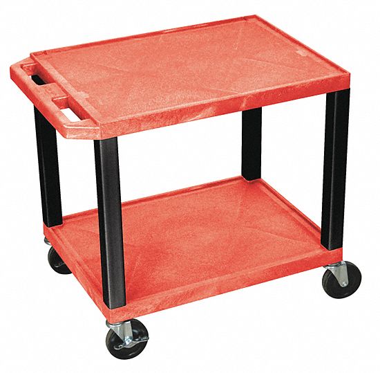 Flat Handle Utility Cart, 200 lb Load Capacity, Number of Shelves 2, 24 ...