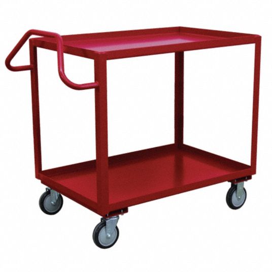 Welded Ergonomic Utility Cart, Load Capacity 1200 lb, Number of Shelves ...
