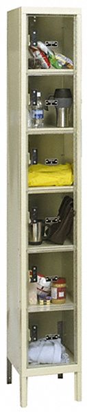 HALLOWELL BOX LOCKER, 12 IN X 18 IN X 78 IN, 6 TIERS, 1 UNITS WIDE ...
