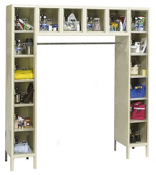 HALLOWELL, 72 in x 18 in x 78 in, 6 Tiers, Box Locker Unit with Coat ...