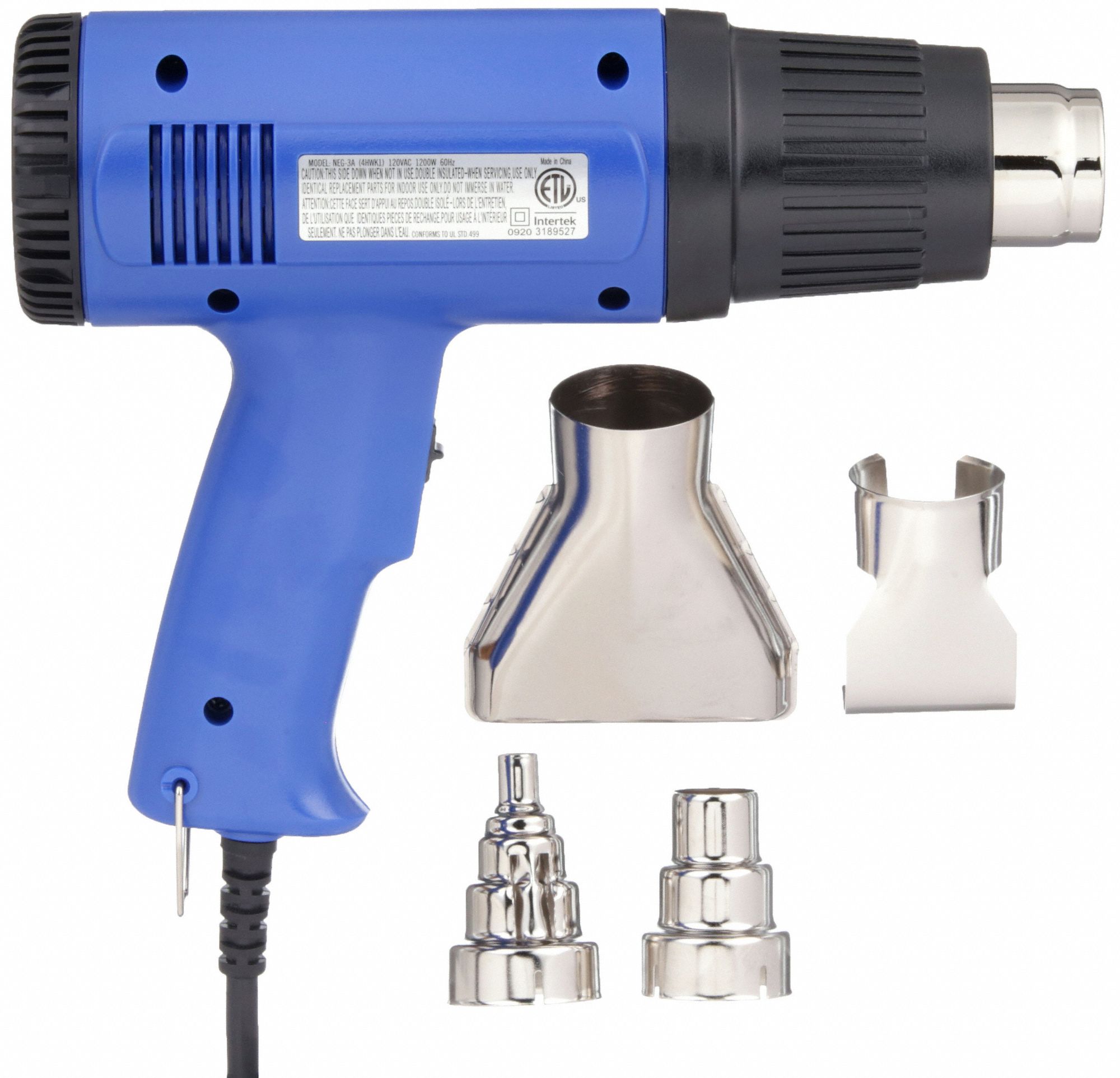 WESTWARD Heat Gun Kit: Pistol-Grip, Surface Temp Control, 120V AC, Two ...