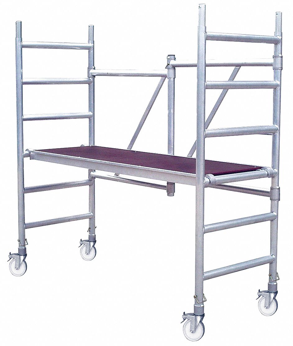 Portable Scaffold, Aluminum, 6 3/4 ft Overall Height, 440 lb Load ...