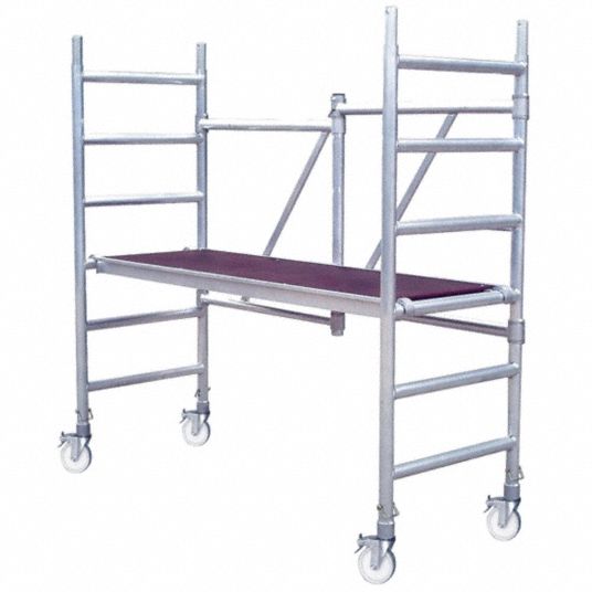 Portable Scaffold, Aluminum, 6 3/4 ft Overall Height, 440 lb Load ...