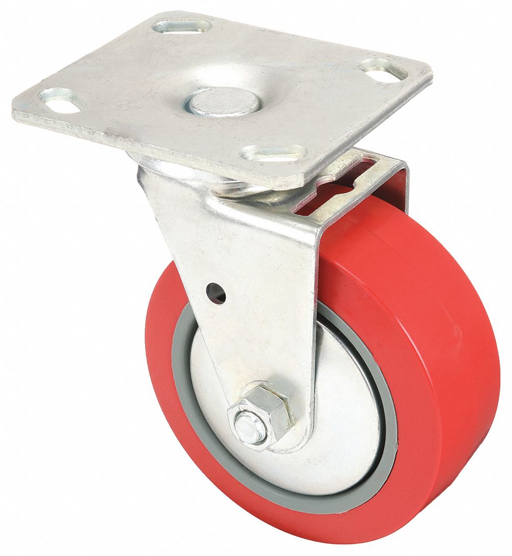Standard Plate Caster, Swivel, Polyurethane, 650 lb, 5 in Wheel Dia ...