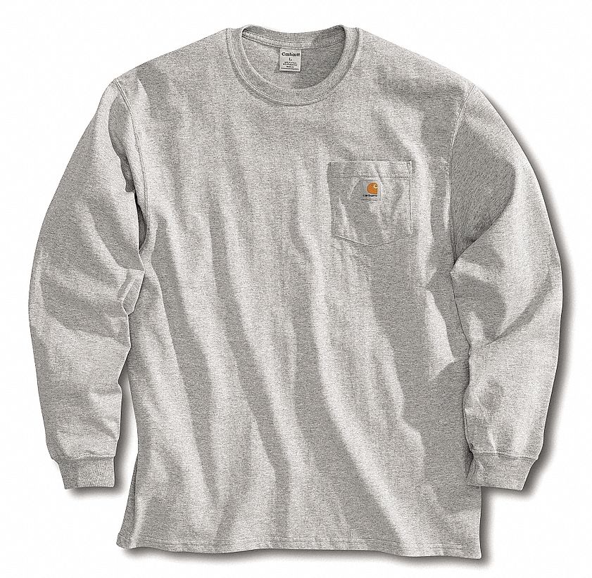 CARHARTT, Men's, XL, Long Sleeve T-Shirt - 4JEZ1|K126-HGY XLG TLL ...