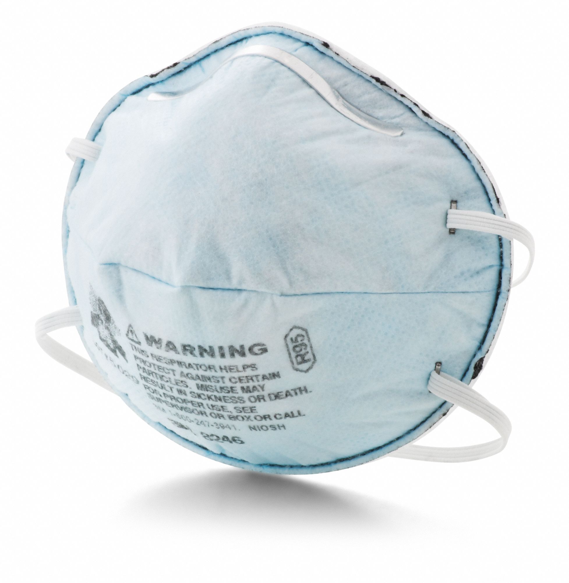 3M Disposable Respirator: Dual, Non-Adj, Metal Nose Clip, Std, Blue, M ...