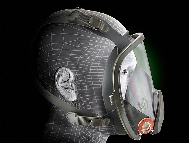3M Full Face Respirator: Silicone/Thermoplastic Elastomer, Bayonet, M ...
