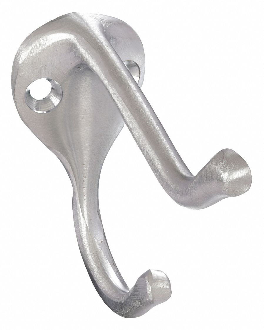 2 Points per Hook, Satin Chrome, Wardrobe Hook - 4JG67|4JG67 - Grainger