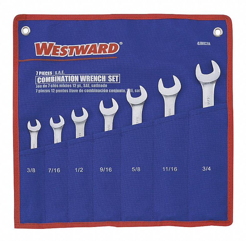 WESTWARD Combination Wrench Set, Satin - 4JMC2|4JMC2 - Grainger