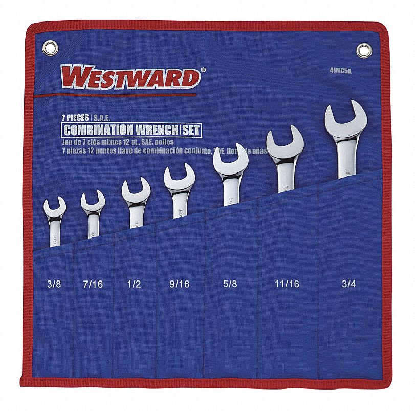 WESTWARD Combination Wrench Set, Full Polish - 4JMC5|4JMC5 - Grainger