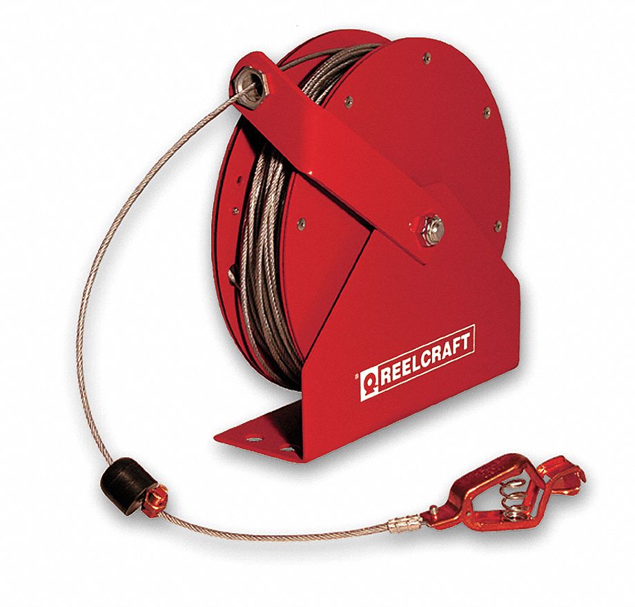 REELCRAFT 100 ft. Retractable Grounding Wire Reel, Red, Cable Coated ...
