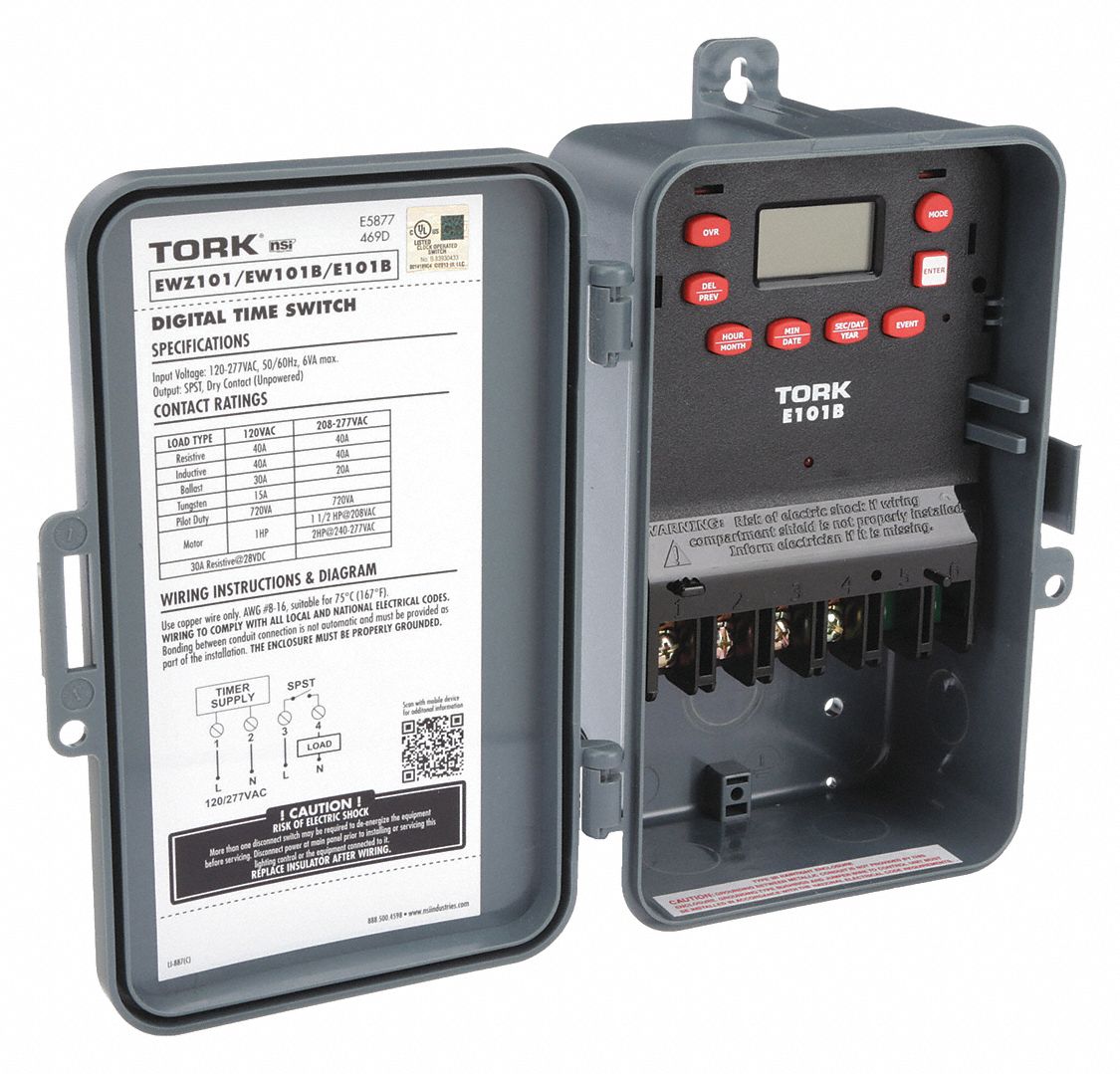 TORK, 24 hr, Not Astronomic, Electronic Timer - 4JNE4|E101B - Grainger