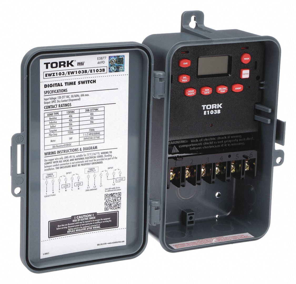 TORK, 24 hr, Not Astronomic, Electronic Timer - 4JNE5|E103B - Grainger