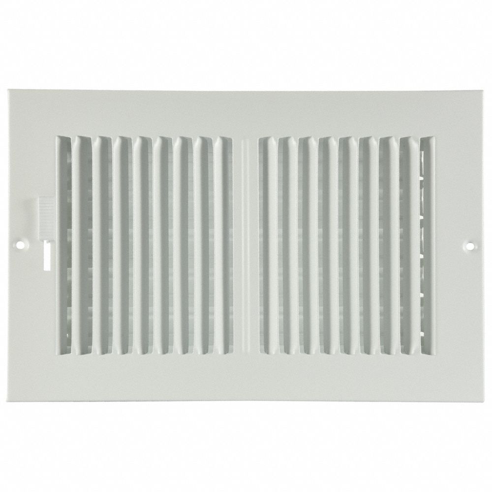 Sidewall/Ceiling Register, 2-Way, White, 6 Max. Duct Height (In.), 10 ...