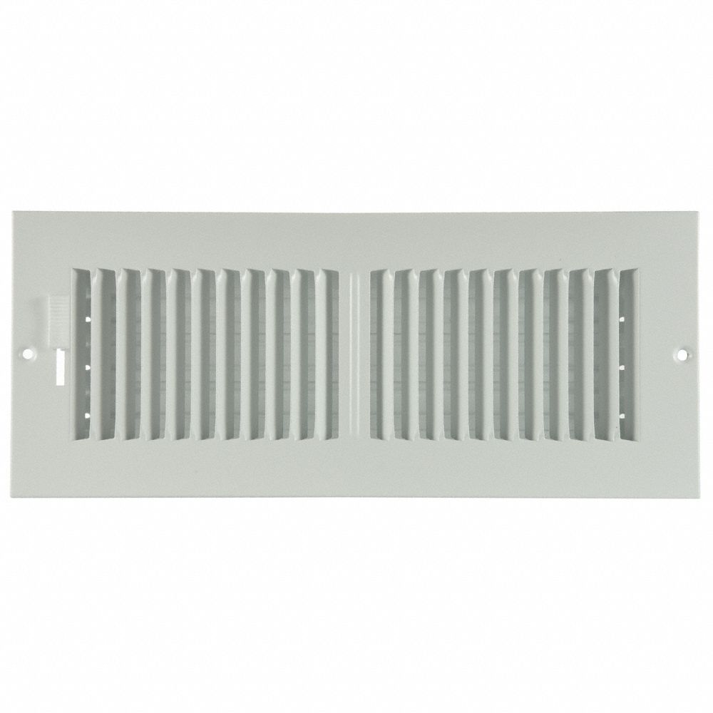 Sidewall/Ceiling Register, 2-Way, White, 4 Max. Duct Height (In.), 12 ...