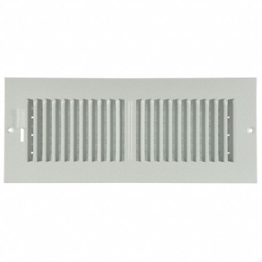 Sidewall/Ceiling Register, 2-Way, White, 4 Max. Duct Height (In.), 12 ...