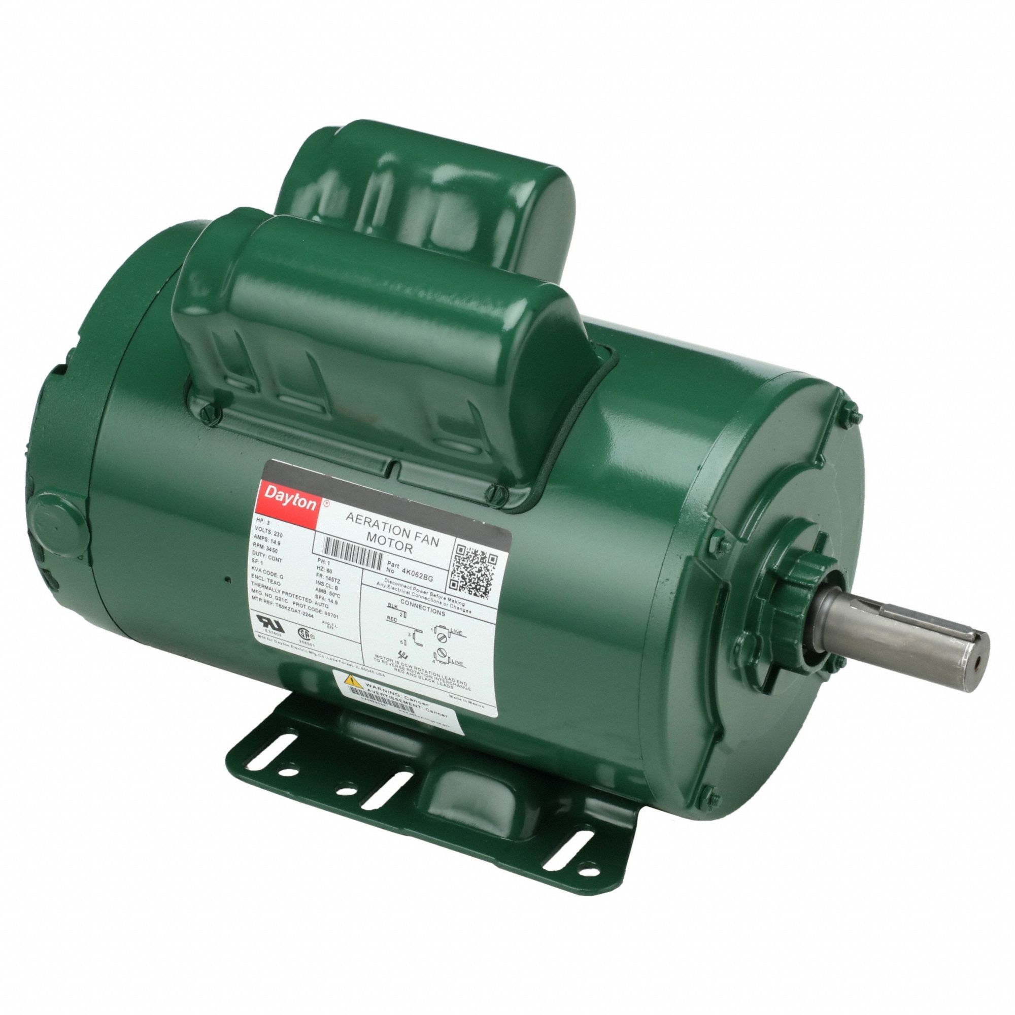 DAYTON, Single Phase, Rigid Base, Aeration Fan Motor - 4K062|4K062 ...