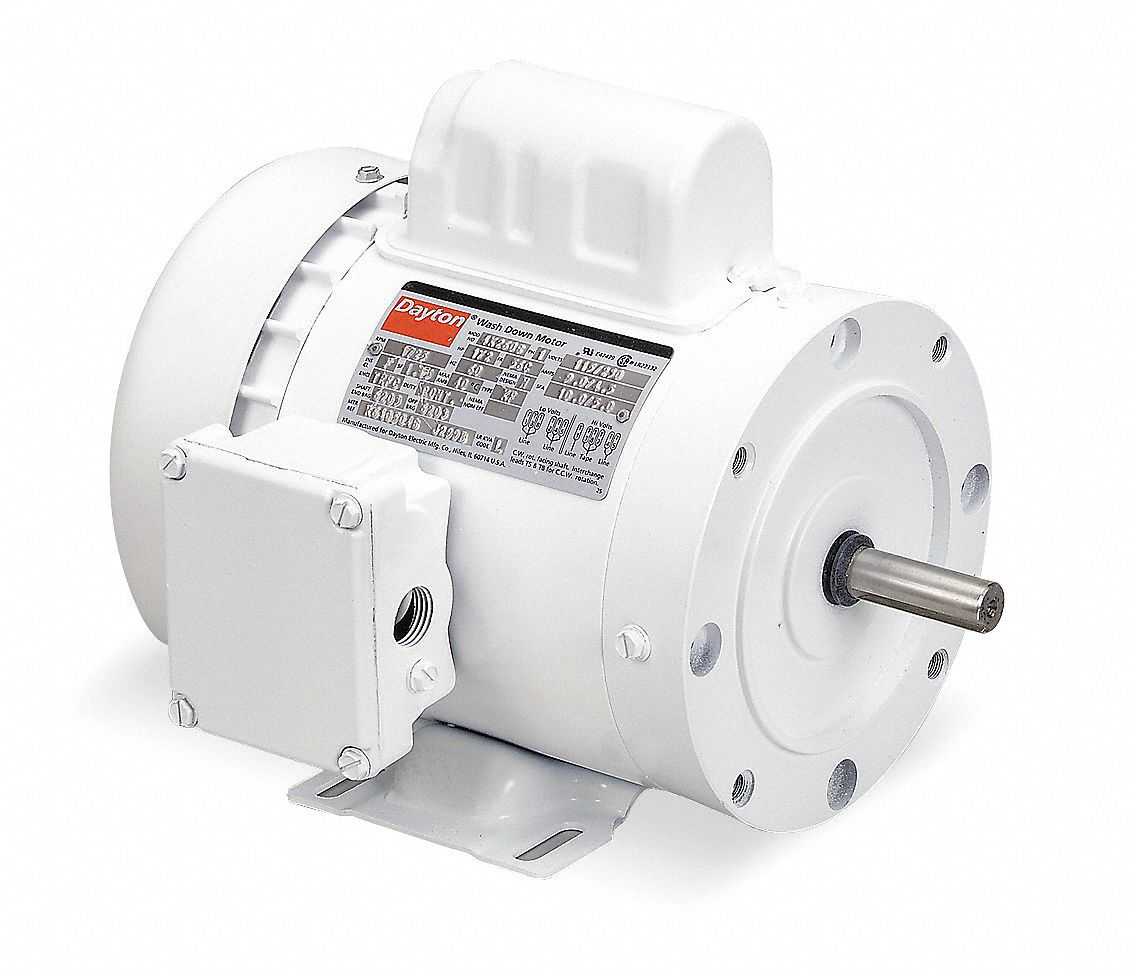 Washdown Motor, 1 HP, Nameplate RPM 1725, Voltage 115/230, 56HC Frame ...
