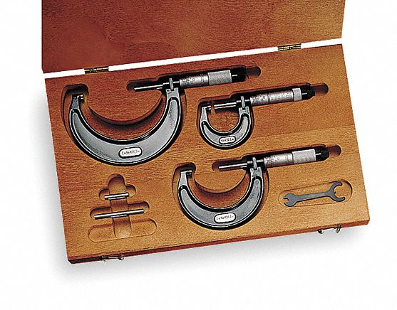 Outside Micrometer Set, Range 0 to 6 in, SPC Output No, Thimble Type ...