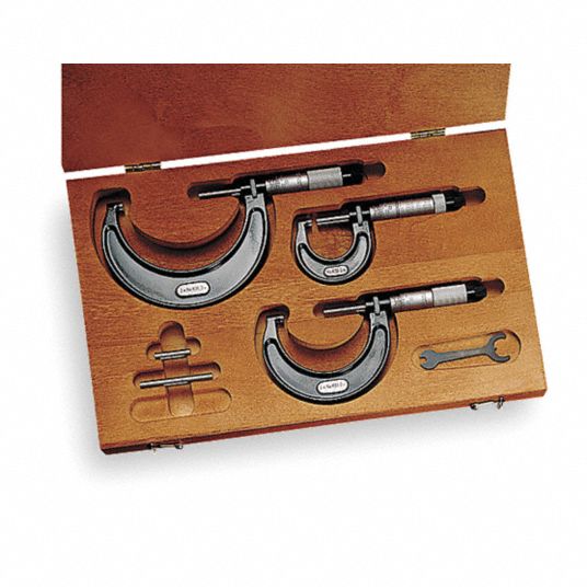 Outside Micrometer Set, Range 0 to 3 in, SPC Output No, Thimble Type ...