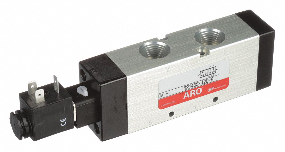 ARO, MaxAir, Four-Way / Two-Position, Solenoid Air Control Valve - 4KB10|M214SS-120-A - Grainger