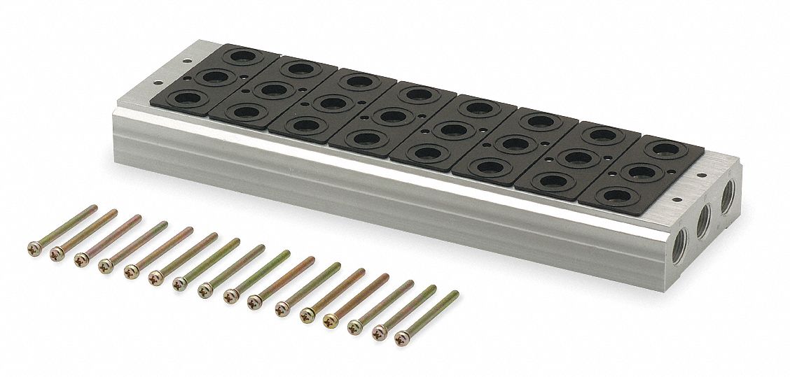 8 Valve Ports, Side-Ported Body, Manifold Kit - 4KB24|M30M03-08 - Grainger