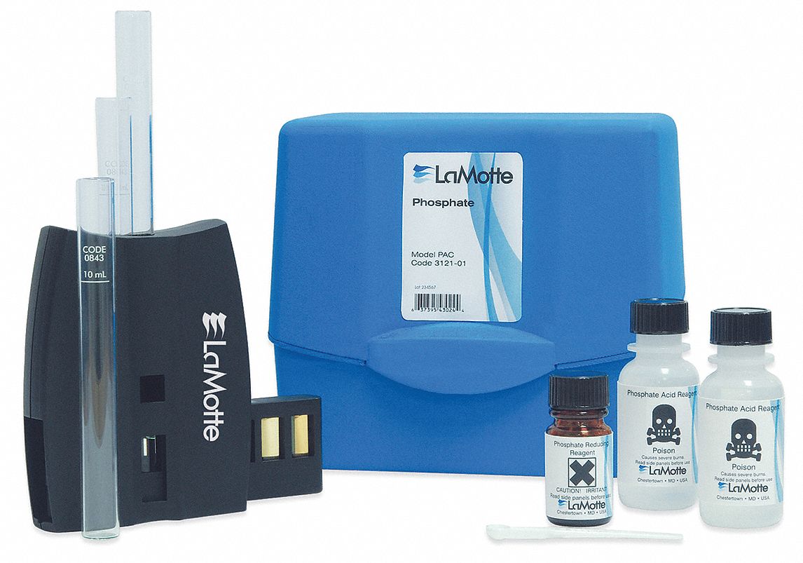 Phosphate Testing Kit, 0.02, 0.52, 0.1, 0.2, 0.5, 1.0, 2.0 ppm Range, 0 ...