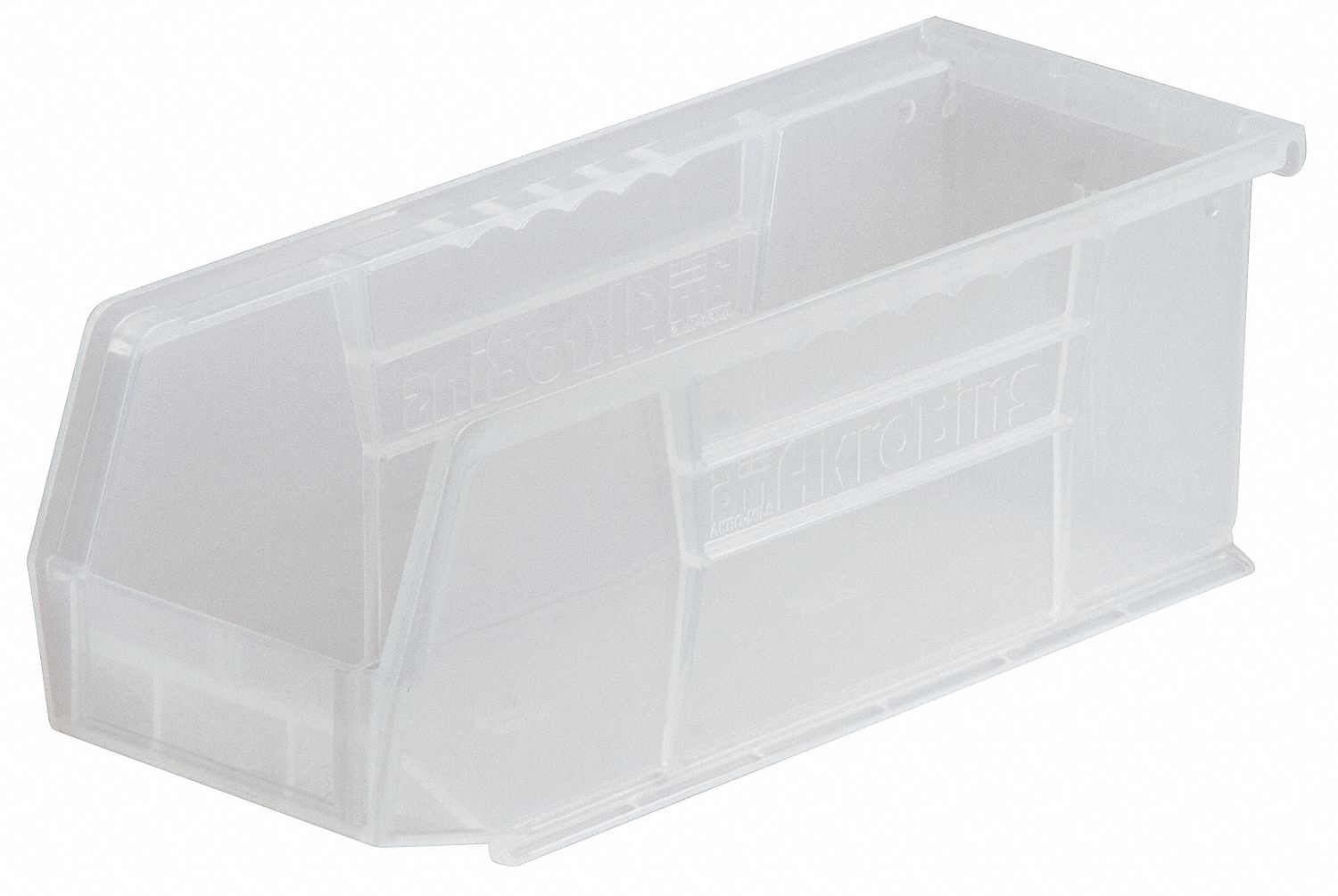 AKRO-MILS Hang and Stack Bin: 4 1/8 in x 10 7/8 in x 4 in, Clear, Label ...