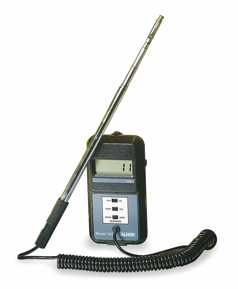 Anemometer, 0 to 4000 Velocity (FPM), 0 to 20 Velocity (MPS) - Grainger