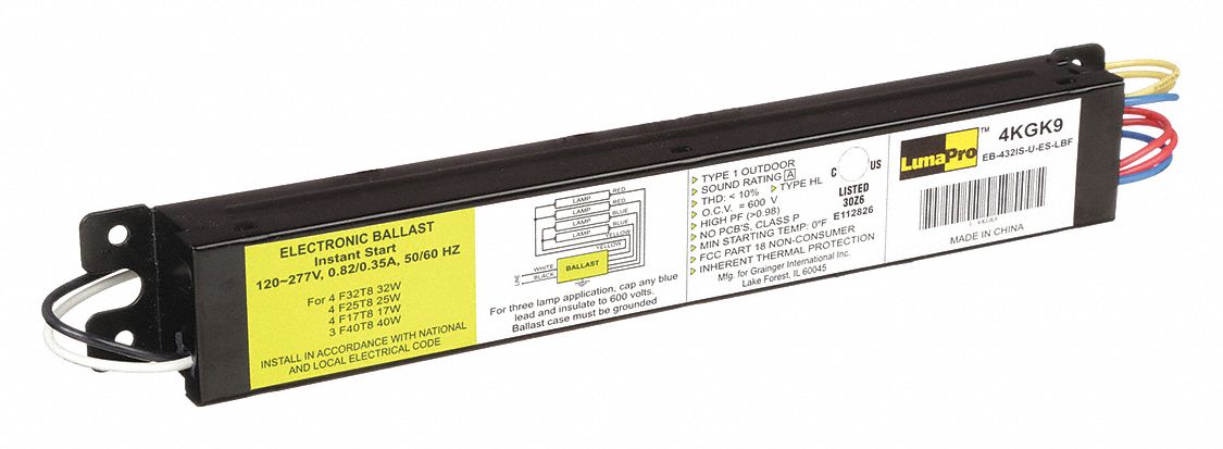 LUMAPRO, 120 to 277V AC, 3/4 Lamps Supported, Fluorescent Ballast ...