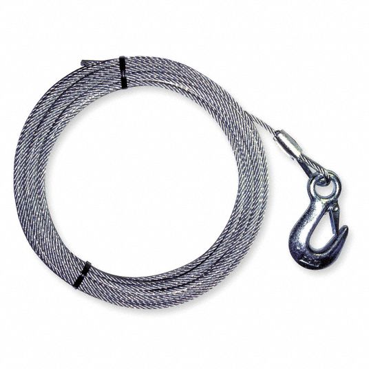 50 ft Galvanized Steel Winch Cable with 1400 lb Working Load Limit ...