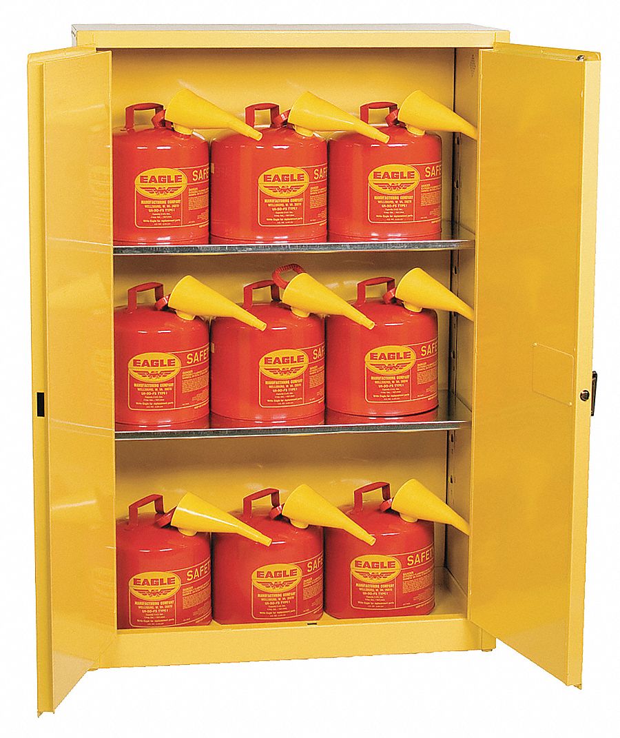 EAGLE 45 gal Flammable Cabinet, Manual Safety Cabinet Door Type, 65 in ... EAGLE 45 gal Flammable Cabinet, Manual Safety Cabinet Door Type, 65 in ...