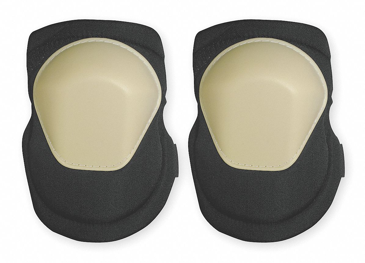 Hard Shell 2-Strap Knee Pads, Black/White, Universal - Grainger