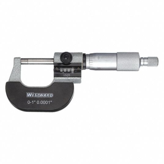 WESTWARD, Inch, 0 in to 1 in Range, Digit Counter Outside Micrometer ...