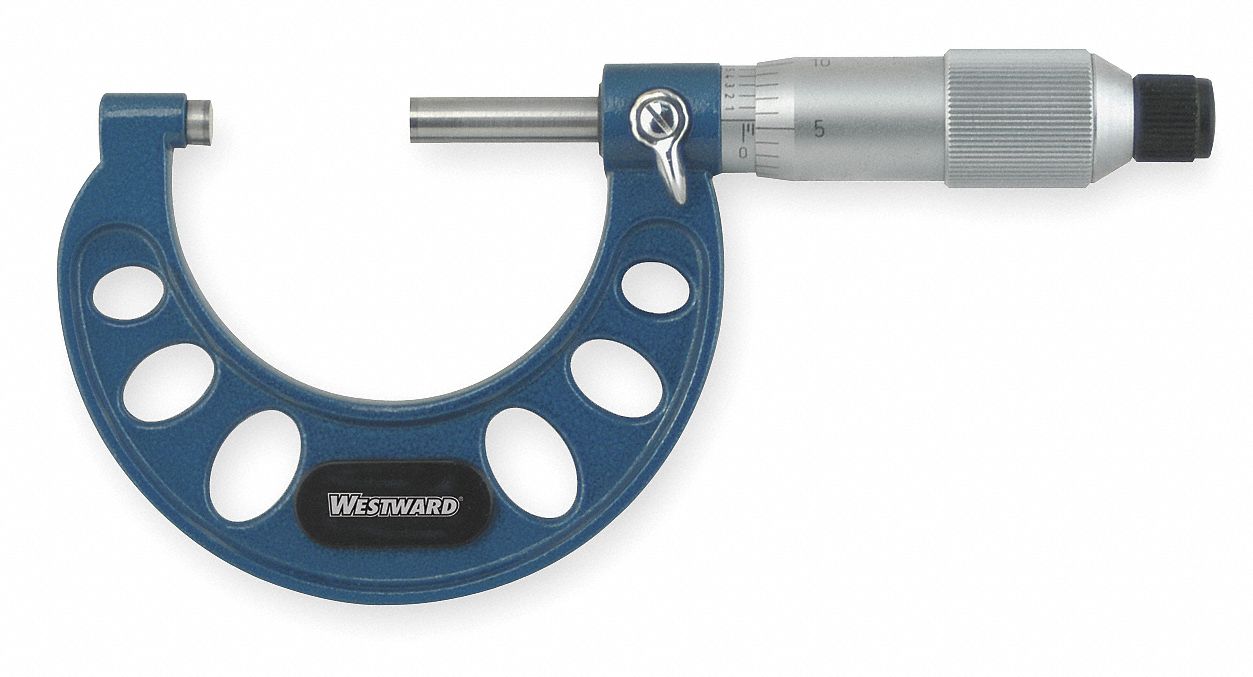 WESTWARD Outside Micrometer, Range 1 to 2 in, Long Form Calibration ...