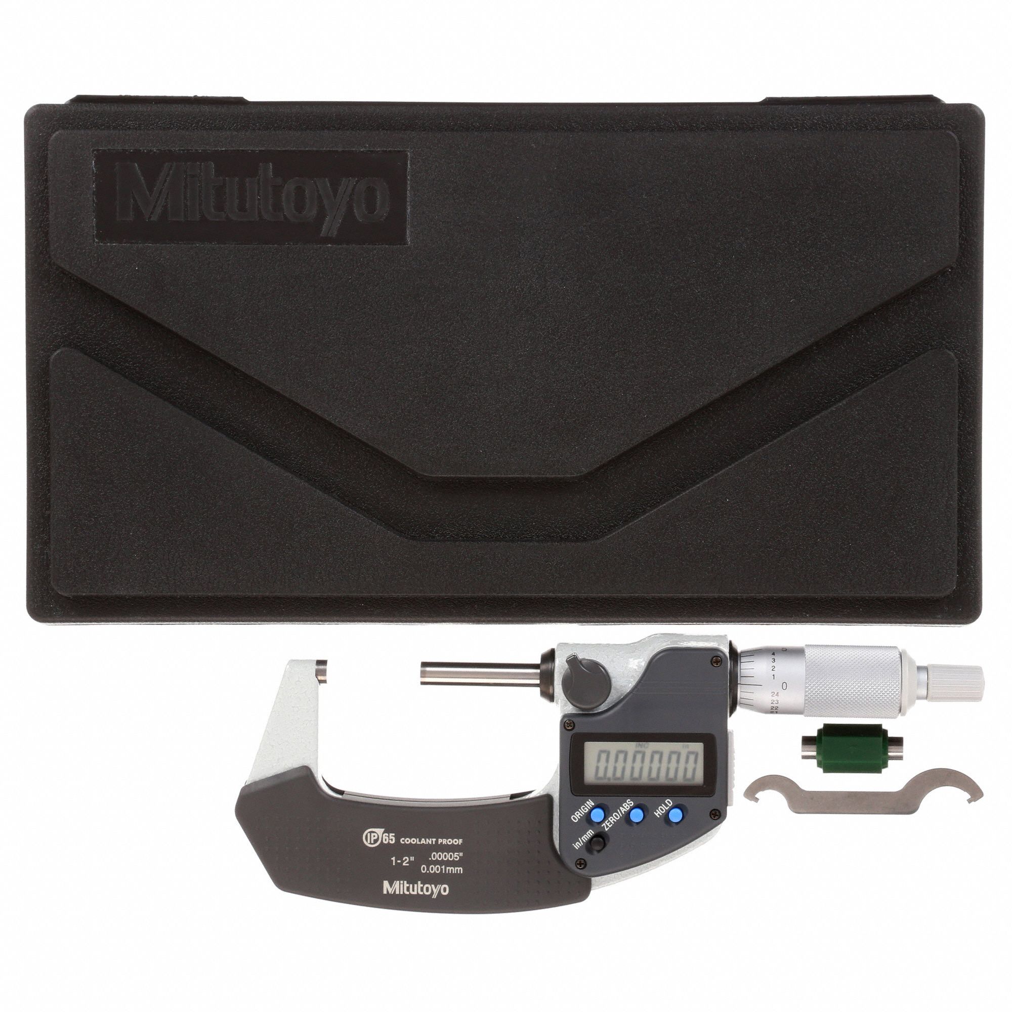 MITUTOYO IP65 Digital Outside Micrometer: 1 in to 2 in/25.4 to 50.8 mm ...