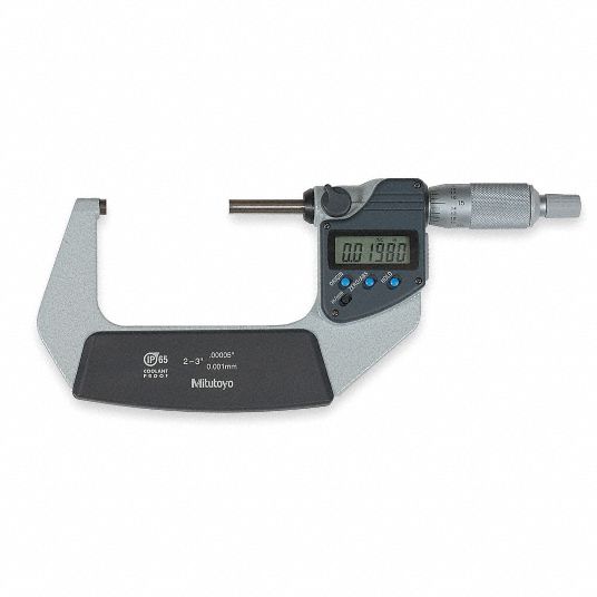 MITUTOYO IP65 Digital Outside Micrometer, Range 2 in to 3 in, 50.8 mm ...
