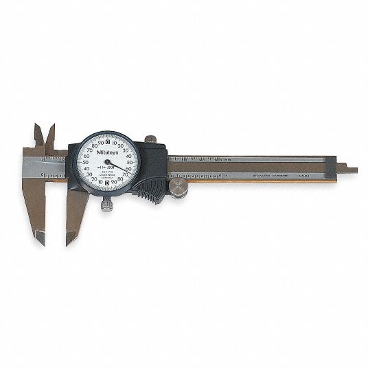 Dial Caliper, Range 0" to 4", Range per Revolution 0.200 in, Long Form ...