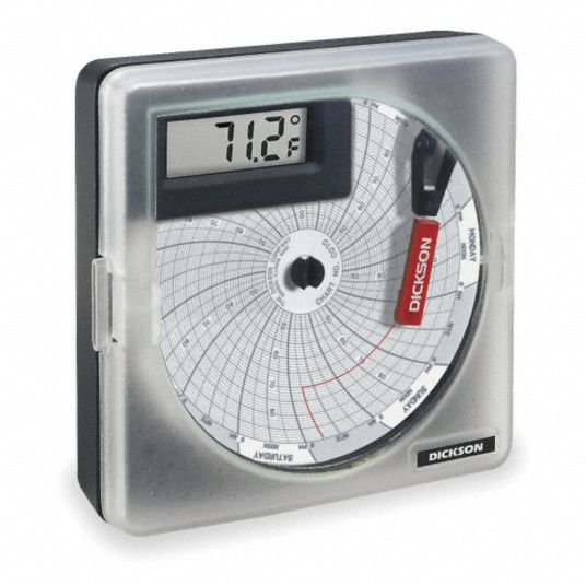 Circular Chart Recorder, Self Contained Temperature, 7, 0° to 100°F ...