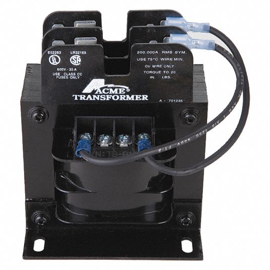 ACME ELECTRIC Control Transformer, 120 V AC, 240 V AC, 24 V AC, 75 VA ...